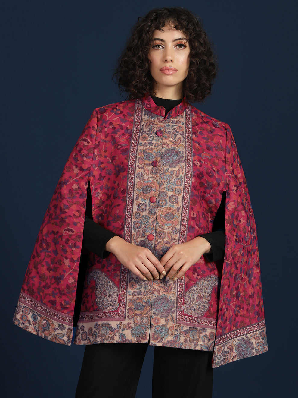Woven Designer Luxury Cape Jacket for Women | Pink – Zamour