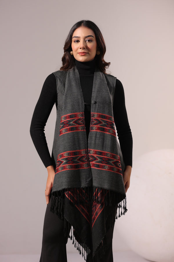 Zamour Women’s Woven Sleeveless Shrug | Winter Open-Front Layer with ...